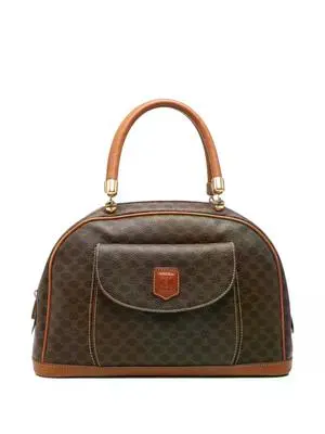 Celine 1998 Macadam Coated Canvas Dome Top Handle Bag Handbag - Brown