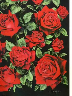 Dolce & Gabbana 70x70 Rose-print Silk Twill Scarf - Black