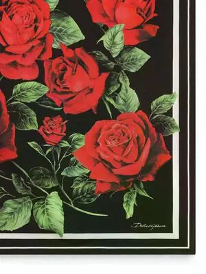 Dolce & Gabbana 50x50 Rose-print Silk Twill Scarf - Black