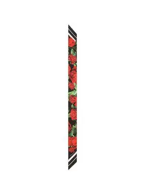 Dolce & Gabbana Rose-print Silk Twill Bandeau - Black