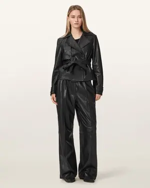 ALLSAINTS Okena Cropped Leather Jacket