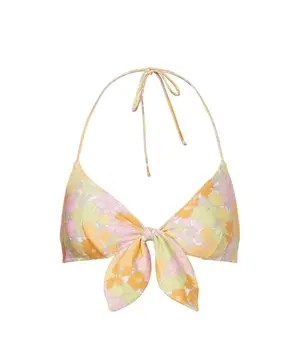 Chloé Bow-detail Floral Bikini Top - Yellow
