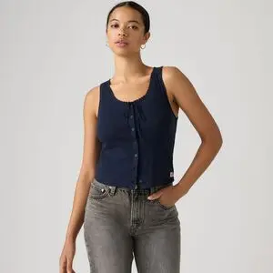 LEVI'S Dry Goods Pointelle Lace Tank - Navy Blazer