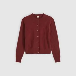 LEVI'S Supersoft Pointelle Crewneck Cardigan - Warm Cabernet