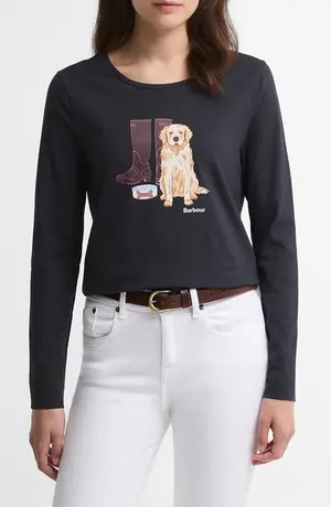 Barbour Hedley Graphic Long Sleeve T-shirt - Dark Navy