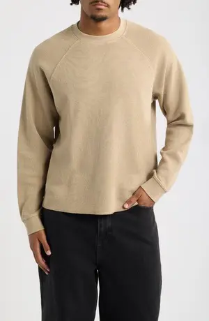 Bp. Boxy Thermal Cotton Blend Long Sleeve T-shirt - Tan Teak