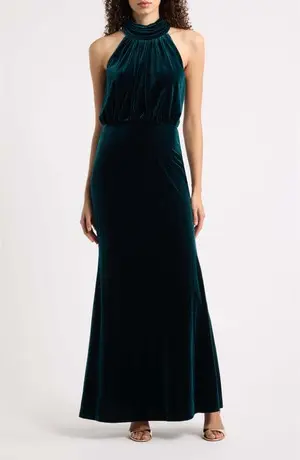 Eliza J Sleeveless Velvet Gown - Hunter
