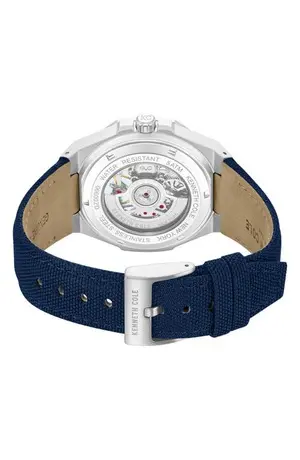 KENNETH COLE Benson Skeleton Automatic Nylon Strap Watch