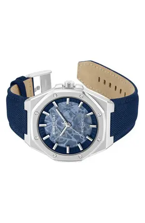 KENNETH COLE Benson Skeleton Automatic Nylon Strap Watch