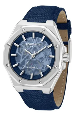 KENNETH COLE Benson Skeleton Automatic Nylon Strap Watch