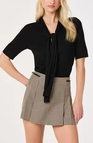 Astr The Label Agatha Tie Neck Sweater Black