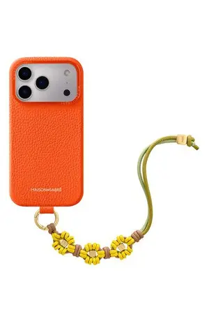 MAISON DE SABRE Bloom Edition Leather Wristlet Charm - Daisy Sandstone