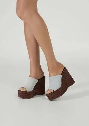 TONY BIANCO Villa Suede Wedge Mule - Sky Suede