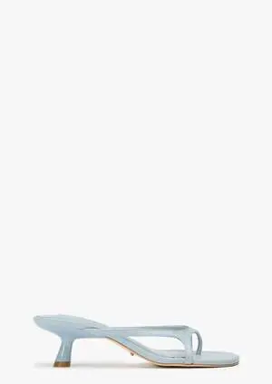 TONY BIANCO Kassy Thong Mule With Kitten Heel - Sky Nappa