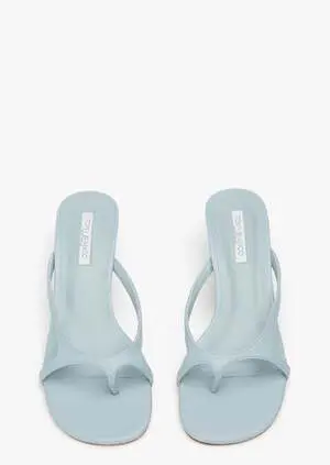 TONY BIANCO Kassy Thong Mule With Kitten Heel - Sky Nappa