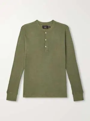 Ralph Lauren Waffle-knit Cotton-jersey Henley T-shirt - Green