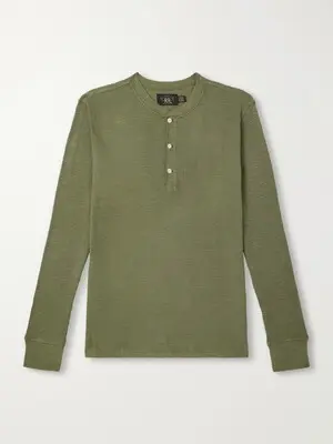 Ralph Lauren Waffle-knit Cotton-jersey Henley T-shirt