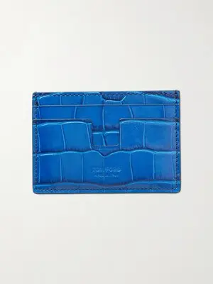 TOM FORD Croc-effect Leather Card Holder - Blue