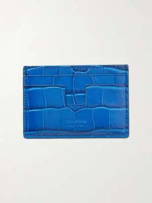 TOM FORD Croc-effect Leather Card Holder - Royal Blue