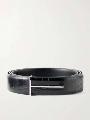 TOM FORD 2.5 Cm Croc-effect Leather Belt