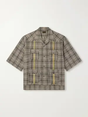 Kapital Glen Embroidered Checked Linen And Cotton-blend Shirt