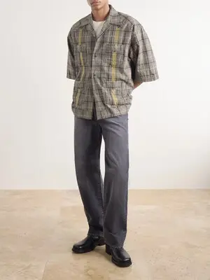 Kapital Glen Embroidered Checked Linen And Cotton-blend Shirt