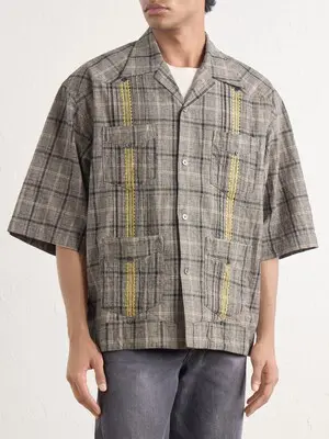 Kapital Glen Embroidered Checked Linen And Cotton-blend Shirt