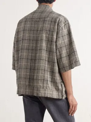 Kapital Glen Embroidered Checked Linen And Cotton-blend Shirt