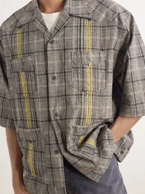Kapital Glen Embroidered Checked Linen And Cotton-blend Shirt
