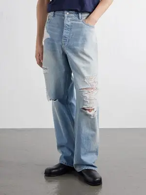 NAHMIAS Wide-leg Distressed Jeans