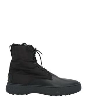 TOD'S Lace-up Leather And Nylon Ankle Boots - Black