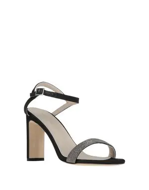 Fabiana Filippi Embellished Satin Sandals With Ankle Strap - Black