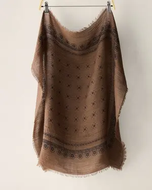 HAVEN WELL WITHIN Oversized Wool Bandana Deep Mocha Multicolor