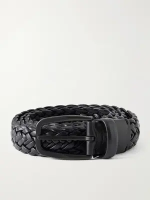 Zegna 3.2cm Braided Leather Belt - Black
