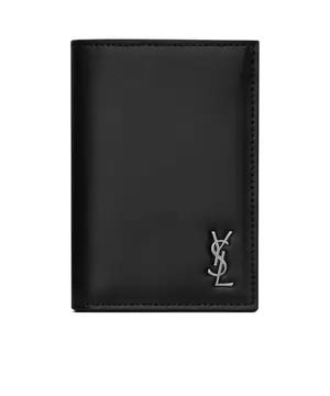 Saint Laurent Tiny Cassandre Credit Card Wallet - Black