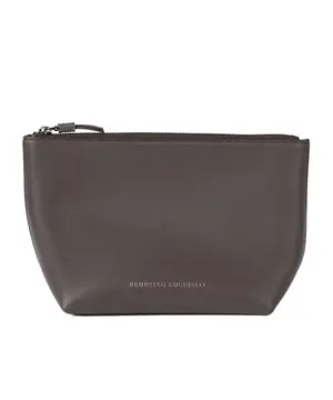 Brunello Cucinelli Calfskin Pouch With Shiny Zipper Pull
