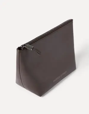 Brunello Cucinelli Calfskin Pouch With Shiny Zipper Pull