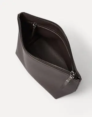 Brunello Cucinelli Calfskin Pouch With Shiny Zipper Pull