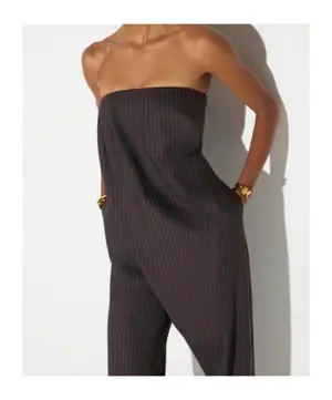 Elisabetta Franchi Strapless Pinstripe Jumpsuit