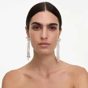 SELF-PORTRAIT Crystal Bow Droplet Earrings
