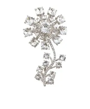 SELF-PORTRAIT Crystal Flower Brooch - Silver