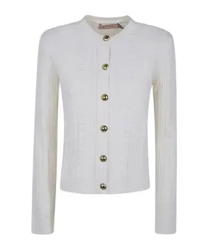 TWINSET Button-up Crewneck Jacket - White