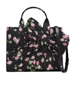 Marc Jacobs Vintage Floral Oversized Bow Medium Tote Bag - Black