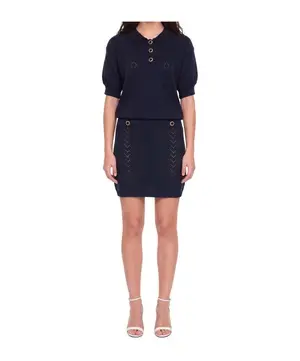 Alessandra Rich Lace-knit High-waisted Mini Skirt