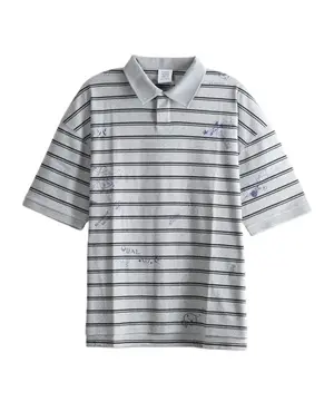 Vetements Striped Polo Shirt - Gray