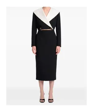 Alessandra Rich Wool Crepe Midi Skirt