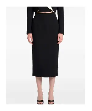 Alessandra Rich Wool Crepe Midi Skirt