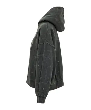 GANNI Cropped Cotton Hoodie - Phantom Black
