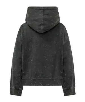 GANNI Cropped Cotton Hoodie - Phantom Black