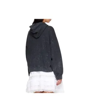 GANNI Cropped Cotton Hoodie - Phantom Black